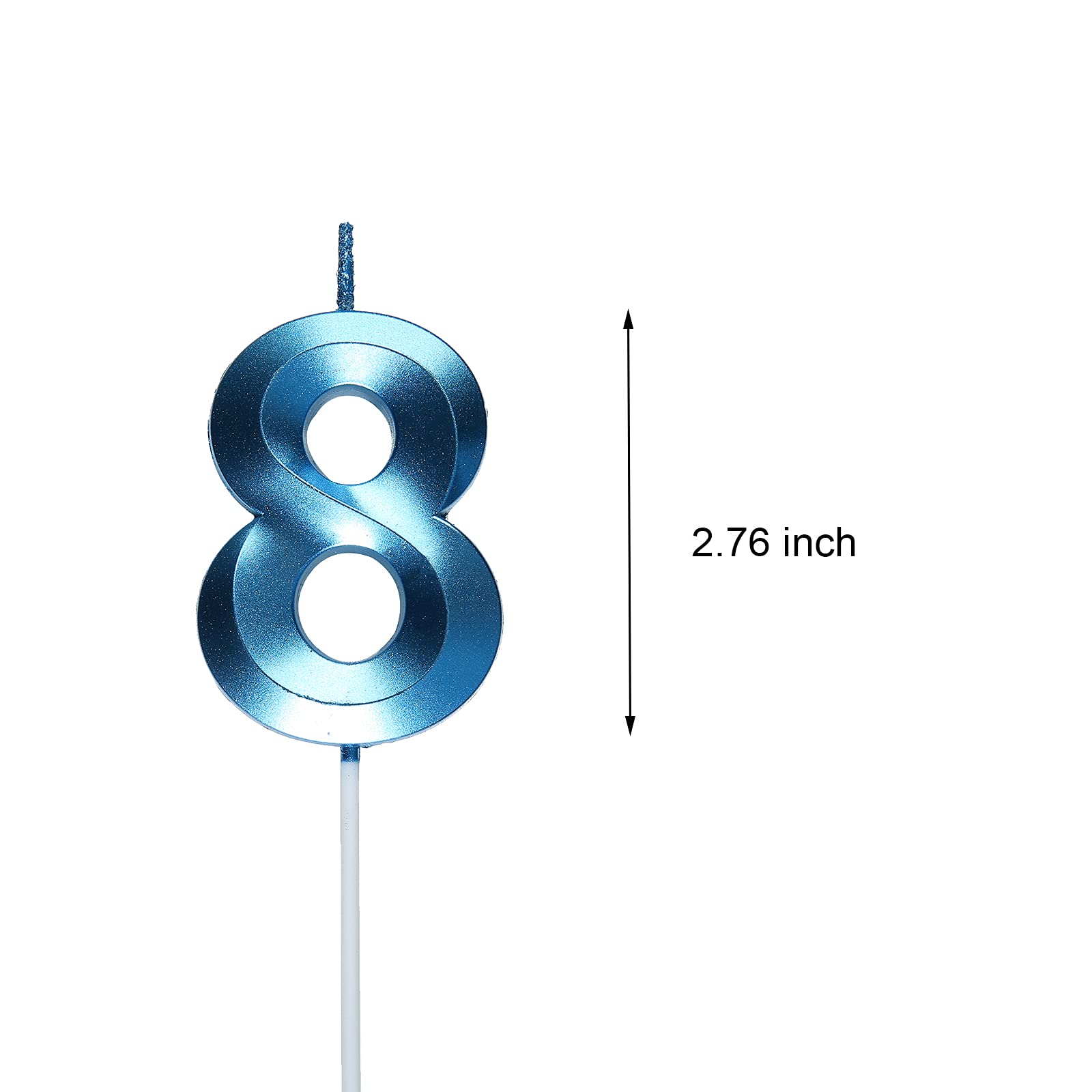 2.76 inch Blue 8 Birthday Candles,3D Number 8th Cake Topper for Birthday Decorations No 18 81 82 83 84 85 86 87 88 89