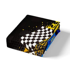 Racing Car Bed Sheet Set Cool Sports Car Bedding Set Race Car Competition Fitted Sheet for Children Kids Boys Extreme Sports Theme Bed Cover Room Decor Twin Size