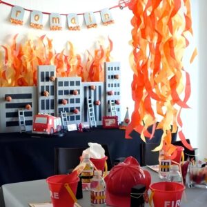 First Responders Fireman Paper Hanging Decorations – Life-Like Paper Flame Hanging Swirls - 24" (20 PC), Fake Fire Decorations, Orange Party Decorations for Pentecost Events & Boys Birthday Parties