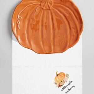 A Little Pumpkin is On The Way Napkins, He or She Pumpkin Napkins, A Little Pumpkin is On The Way Baby Shower, Boy Girl Little Pumpkin Baby Shower Gender Reveal Party Decorations (5 x 5 In, 50-Pack)