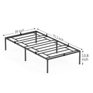 coucheta Twin Bed Frame with Storage 13 Inch Metal Platform Bed Frame with Steel Slat Support No Box Spring Needed Heavy Duty Twin Size Bed Frame Mattress Foundation Easy to Assemble (Twin)