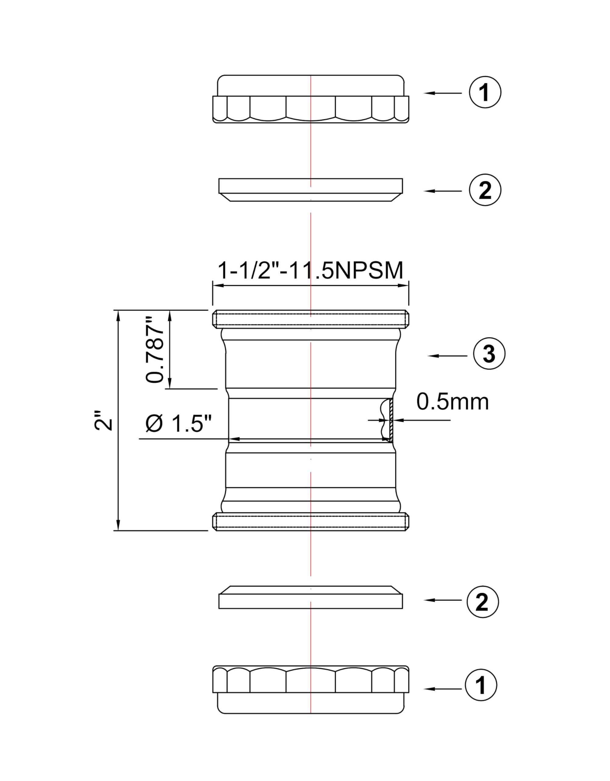 ZM 1-1/2-Inch or 1-1/4-Inch by 1-1/2-Inch Straight Extension Coupling Trap Adapter, Brass