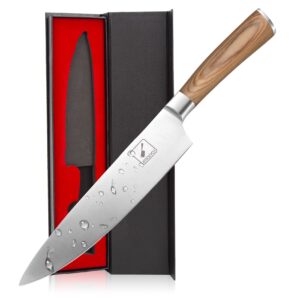 imarku chef knife - pro kitchen knife 8 inch chef's knives japanese sus440a stainless steel sharp paring knife with ergonomic handle, golden handle, christmas gifts for women men