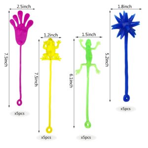 PPXMEEUDC 27PCS Multi-color and Multi-style Stretchy Sticky Toys Including Sticky Hands Wall Climbers Men Hammers Lizards Snake Crocodile and Skeletons for Kids Party Favors