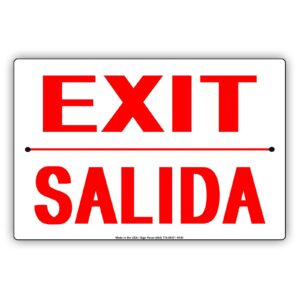 custom metal sign-exit only salida spanish english aluminum sign 8"x12"