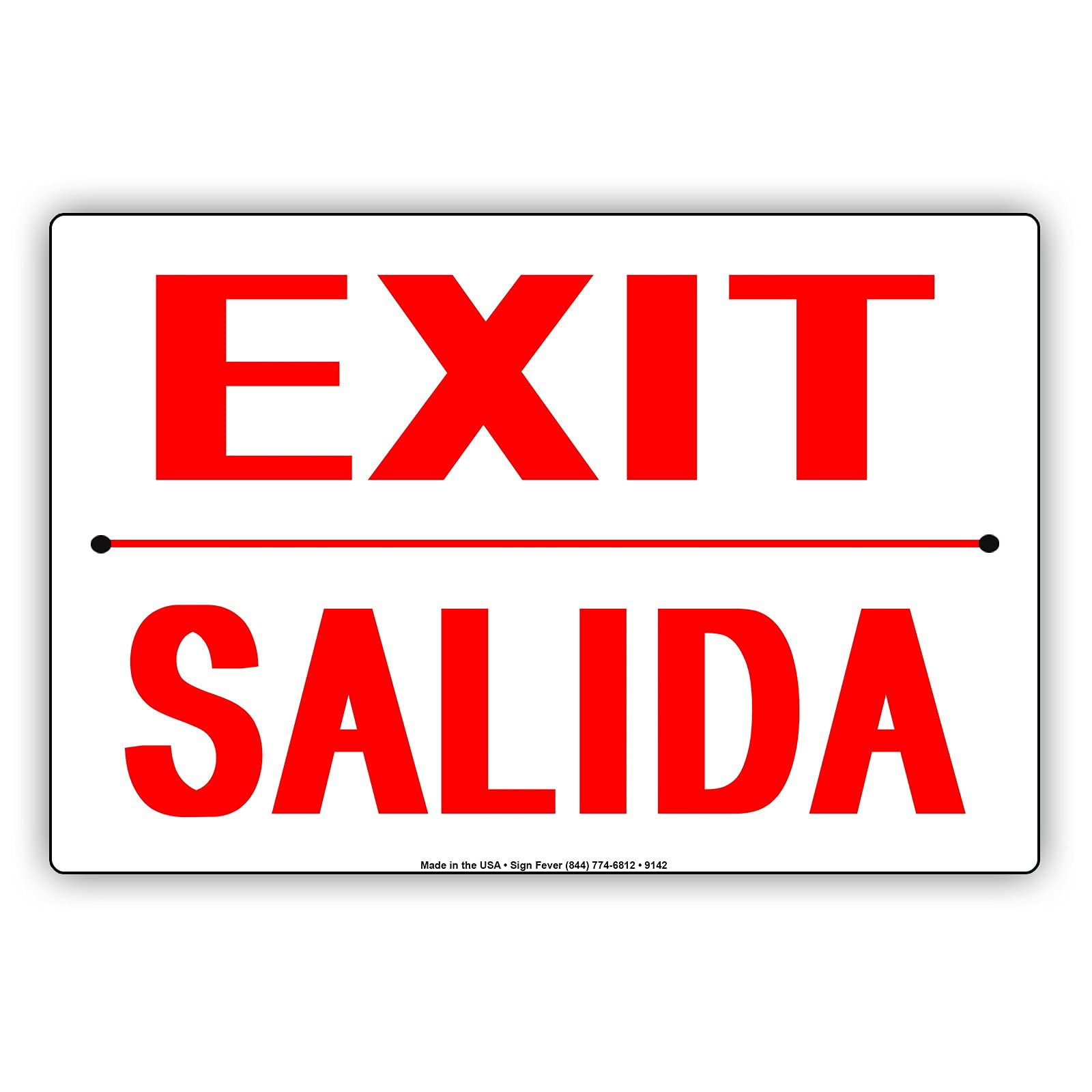 Custom Metal Sign-Exit Only Salida Spanish English Aluminum Sign 8"x12"