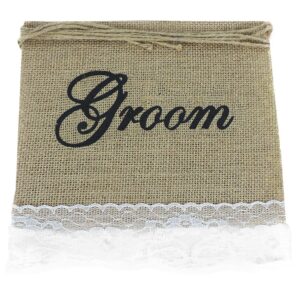 NOVELTY GIANT WWW.NOVELTYGIANT.COM Rustic Wedding Bride & Groom Chair Signs Burlap Banners