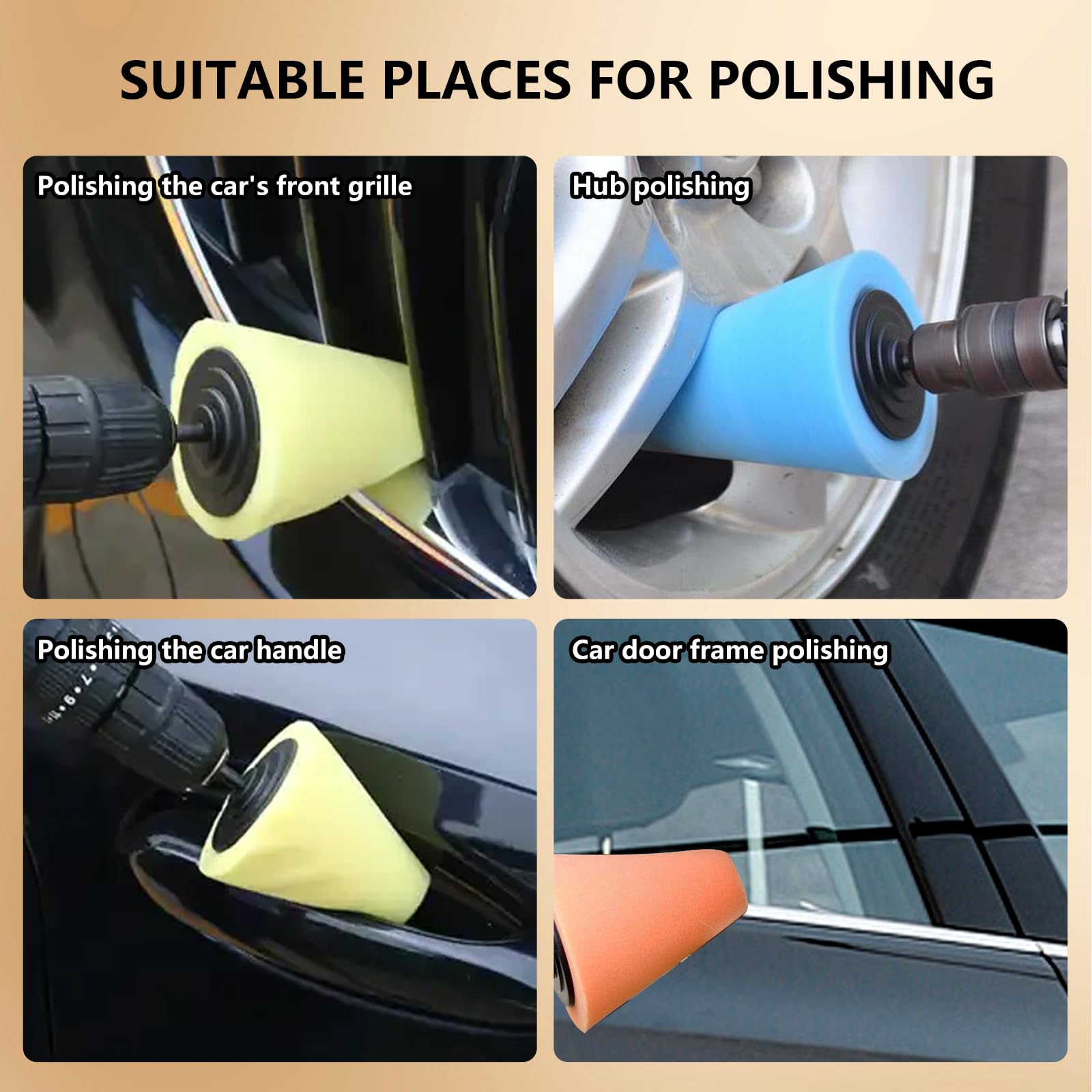 5Pcs Polishing Foam Sponge Polishing Balls Wheel Cleaning Tools Car Wheel Polisher (for Drills Car Polisher and Polisher Kits for car Wheel Wheel Care, Metal, Plastic, Ceramic and Glass.