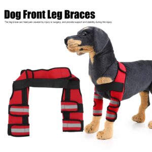 GLOGLOW 1 Pair Dog Front Leg Braces, Reflective Dog Shoulder Brace Front Leg Brace Canine Elbow Protector for Ligament Injuries Sprains(Red M)