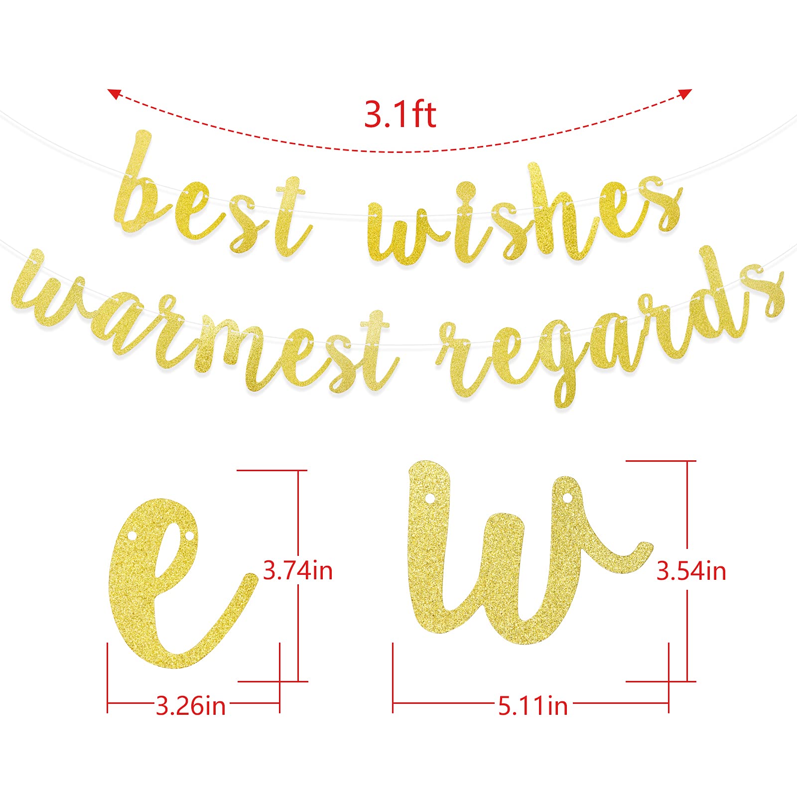 Best Wishes Warmest Regards Banner, Schitt's Greek Themed Birthday Banner, Graduation Party, Farewell Party Decorations(Gold Glitter)