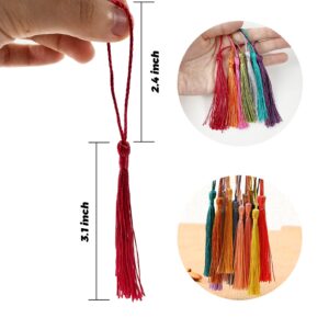 MUXGOA 148 Pcs Bookmark Tassels for Crafts,Key Chain Tassels for Jewelry Making,Tassels on String,Mini Tassels for Graduation Book Marks(37 Colors, 4 Pcs of Each)