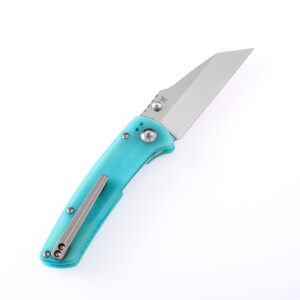 Kansept Folding Knife Main Street 7.92in Folding Pocket Knives with 3.36in Stonewashed 154CM Wharncliffe Blade and Blue G10 Handle for Outdoor, Tactical, Survival, Dirk Pinkerton Deisgn Camping Hunting T1015B4