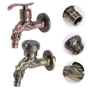 Hemoton Bathtub Faucet 2pcs 1/2 Vintage Antique Water Control Sink Faucet Retro Wall Mounted Washing Machine Faucet for Kitchen Sink Mop Pool Bathtub Faucets Utility Sink Faucet