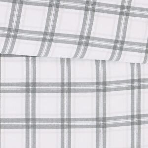 LONDON FOG - Twin XL 2 Piece Duvet + Sham Set - Plaid Flannel Collection - Grey