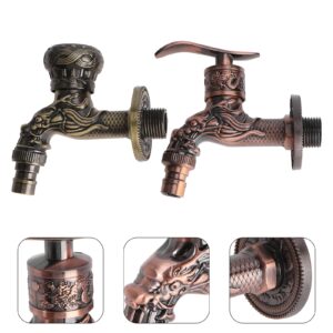 Hemoton Bathtub Faucet 2pcs 1/2 Vintage Antique Water Control Sink Faucet Retro Wall Mounted Washing Machine Faucet for Kitchen Sink Mop Pool Bathtub Faucets Utility Sink Faucet