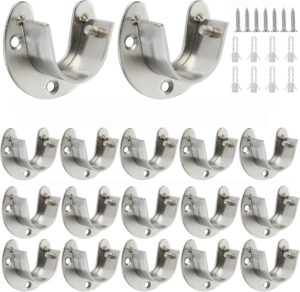 daost 16 pack closet rod bracket 1 1/4 inch closet rod holder stainless steel closet pole socket heavy duty closet rod support closet end support for closet shower rod with screws (u shaped, 32mm)