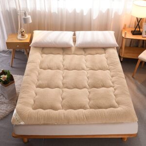 xiziyi single mattress memory foam hybrid mattress, portable sleeping pad,single, kids. 4 inch gel topper for cooling sleep & pressure relieving, twin - bunk bed, beige with velvet