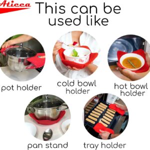 Aticca Microwave Bowl Cozy Holders for Hot Food Set of 4 Hot Pads for Bouillon Cups Multipurpose Heat Proof Plate Holder