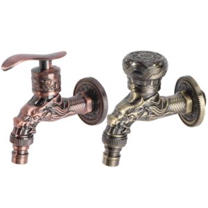 hemoton bathtub faucet 2pcs 1/2 vintage antique water control sink faucet retro wall mounted washing machine faucet for kitchen sink mop pool bathtub faucets utility sink faucet