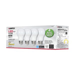 Satco S39596 9.5A19/LED/827/ND/120V/4PK - 4-Pack