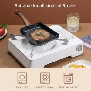 BORDSTRACT Ceramic Coating Mini Frying Cooker, Japanese Omelette Pan Nonstick Tamagoyaki Square Egg Pan Aluminum Black 35.5×13cm Non-stick Frying Pan Cast Skillet Omelet Rolled Egg Pan