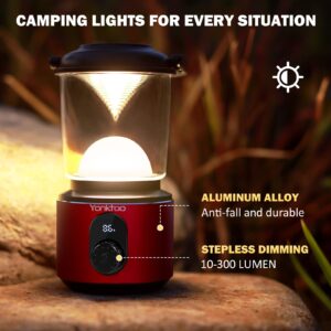 Yonktoo LED Rechargeable Camping Lantern, 10400 mAh Rechargeable Aluminum Camping Light & Flashlight , 5 Light Modes, IPX5 Waterproof, Hurricane Emergency light, Hiking, Home, USB Cable Included (Red)