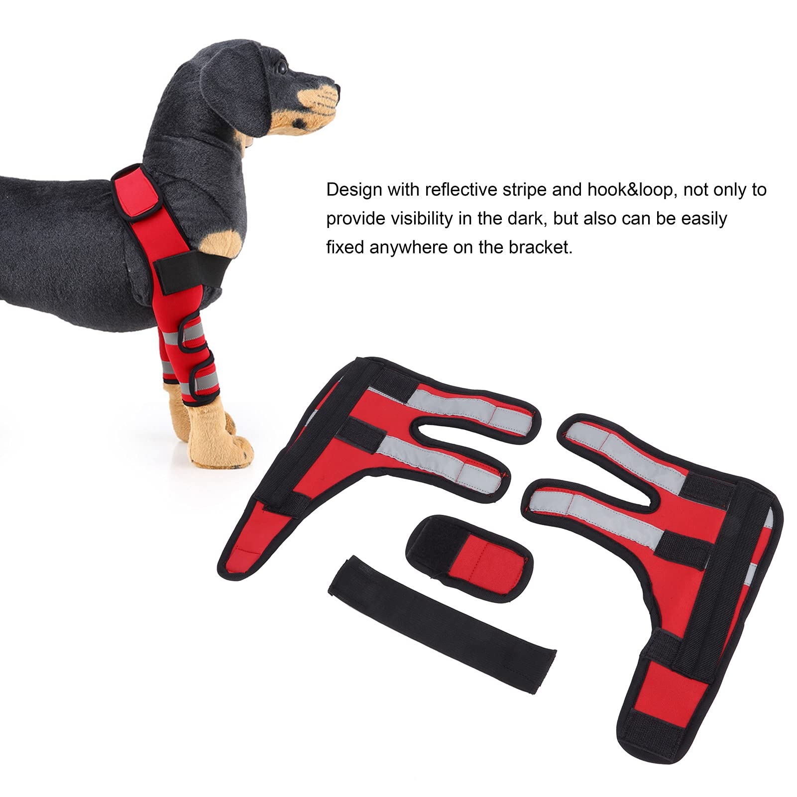 GLOGLOW 1 Pair Dog Front Leg Braces, Reflective Dog Shoulder Brace Front Leg Brace Canine Elbow Protector for Ligament Injuries Sprains(Red M)