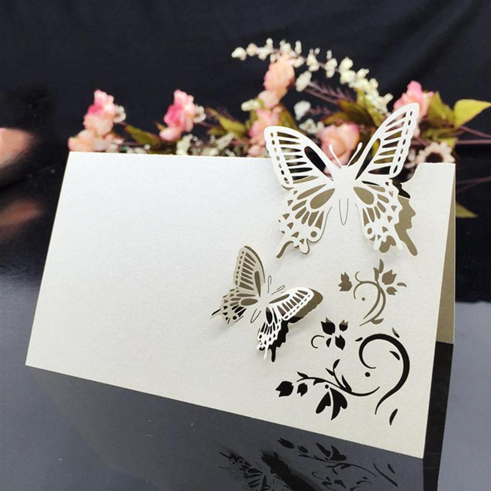 YURASIKU 20 Pcs Hollow Butterfly Table Name Card Wedding Banquet Party Holiday Baby Shower Christmas Place Card