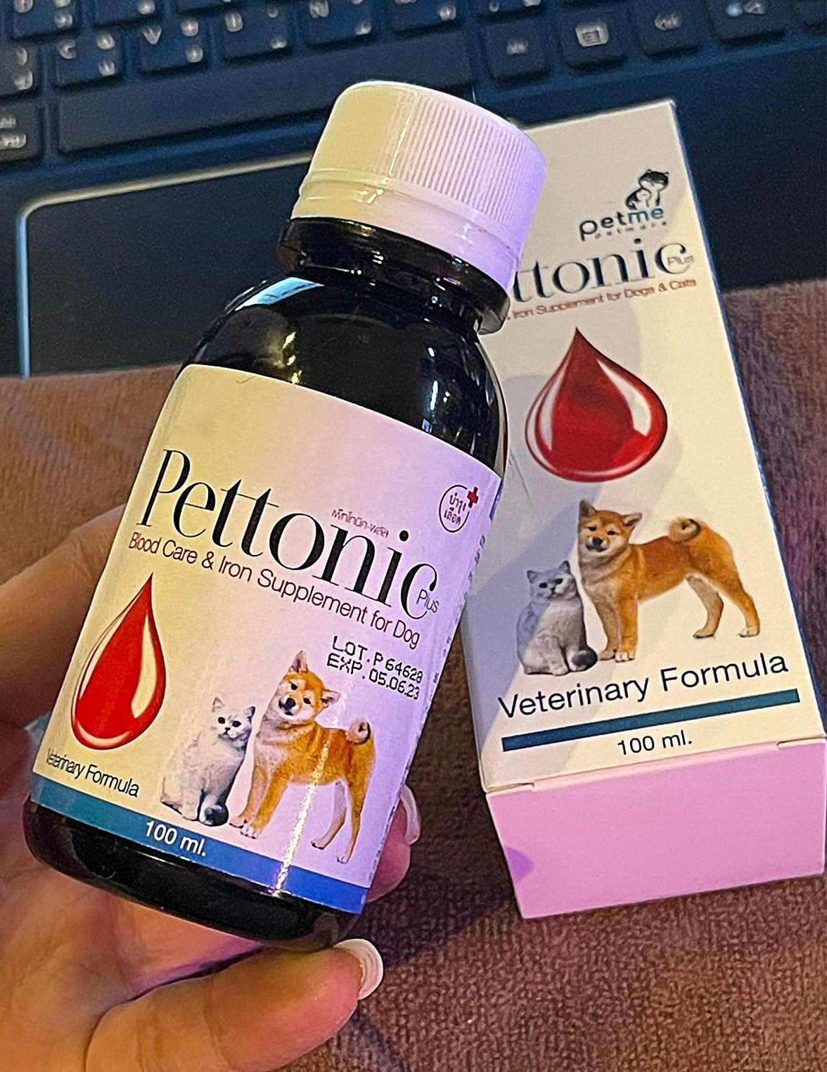 PETTONIC 100 ML. Tonic Pet Booster Liquid Dog Blood Support Iron Supplement for Dogs & Cats Puppies Kitten Food Multi Vitamins Folic B6 B12 Promotes Red Blood Cell, Fast Increasing Energy & Immunity