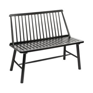 jack post 4 feet durable classic indonesian hardwood farmhouse bench accommodate up to 2 people for patio, backyard, garden and porch, black