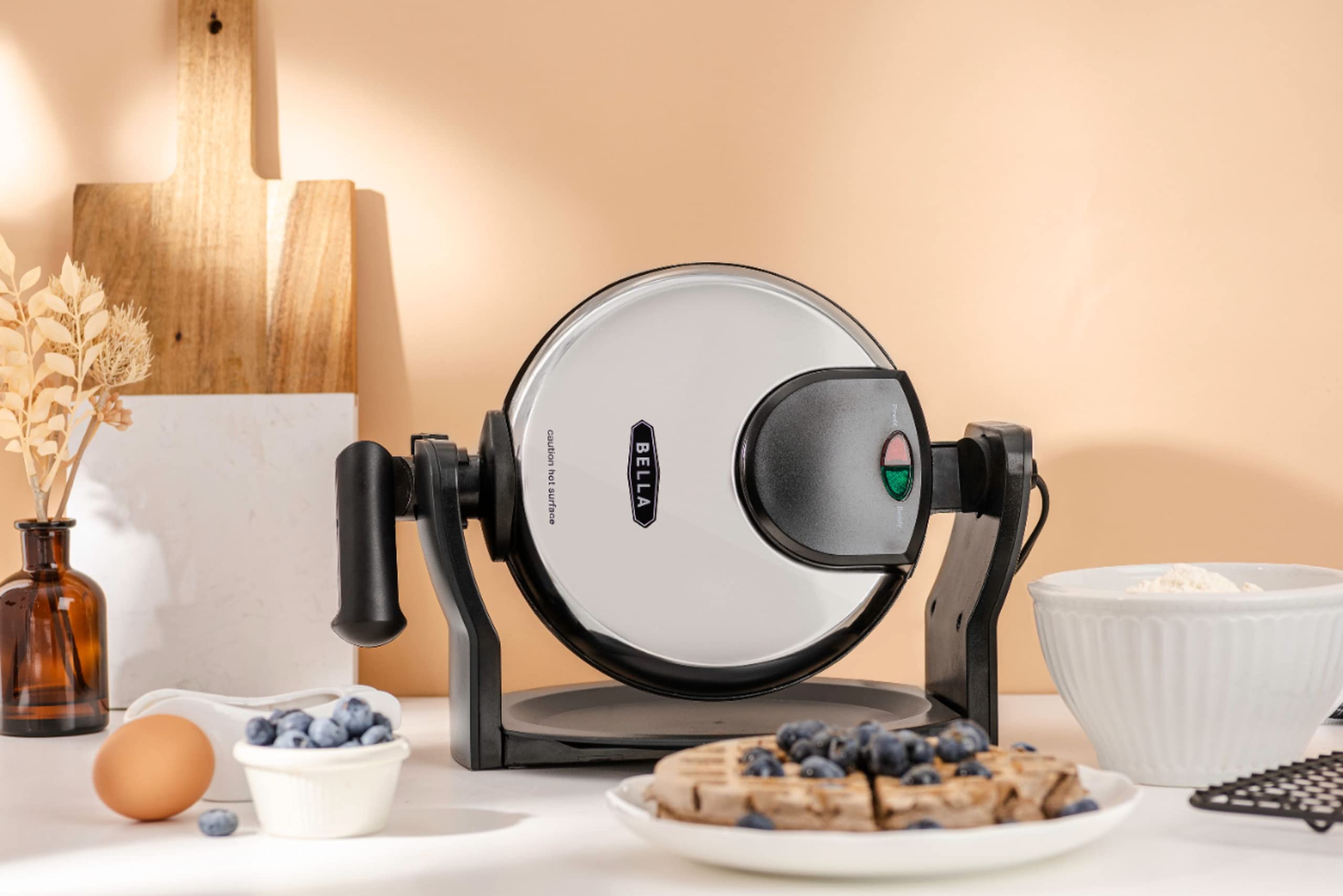 Bella - Non-Stick Rotating Belgian Waffle Maker - Stainless Steel - BPA & PFOA Free