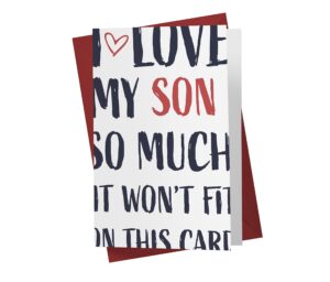 sweet and funny birthday card for son, large 5.5 x 8.5 son birthday card, happy birthday card for son adult, karto this much son