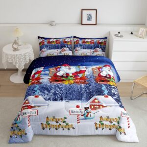 feelyou kids christmas twin size decorations bedding set xmas santa claus pine warmth comforter set for boys girls merry christmas comforter galaxy blue decor quilt collection 2pcs