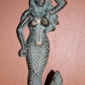 Antique Look Mermaid Wall Hooks Bronze Style Cast Iron | Pack of 2 N-22ab