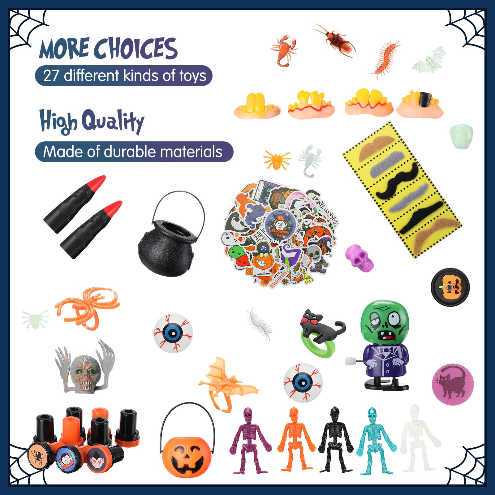 407 Pieces Halloween Toys Bulk Assortment for Halloween Party Favors Halloween Prizes for Halloween Trick or Treat Toys Trinkets Goodie Bag Fillers Halloween Pinata Stuffers, 28 Styles