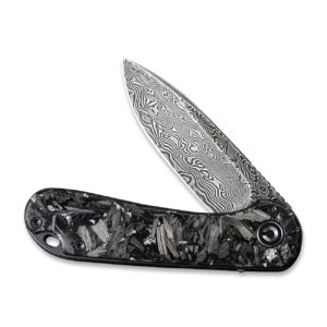 CIVIVI Elementum Folding Pocket Knife for Men, 2.96" Damascus Blade Folder with Low Profile Pocket Clip for EDC C907C-DS2