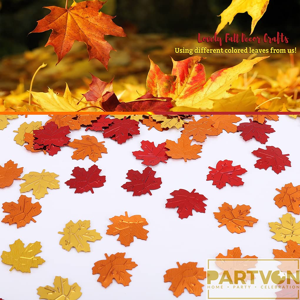 Fall Decor Party Table Scatter Confetti - Thanksgiving Day Maple Leaves Foil Metallic Sequins Confetti Autumn Fall Wedding Baby Shower Party Sprinkles Confetti Decorations