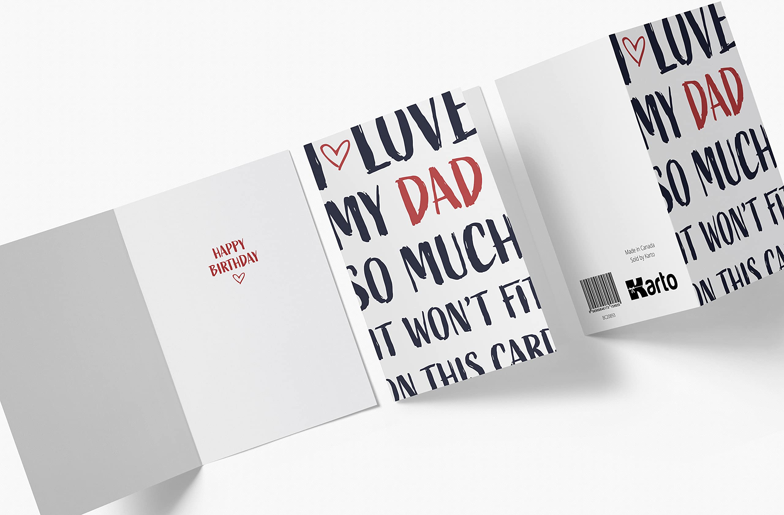 Sweet and Funny Birthday Card for Dad, Large 5.5 x 8.5 Dad Birthday Card, Happy Birthday Card for Dad, Dad Birthday Cards from Daughter, Father Birthday Card, Karto This Much Dad