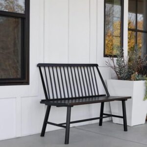 Jack Post 4 Feet Durable Classic Indonesian Hardwood Farmhouse Bench Accommodate Up To 2 People for Patio, Backyard, Garden and Porch, Black