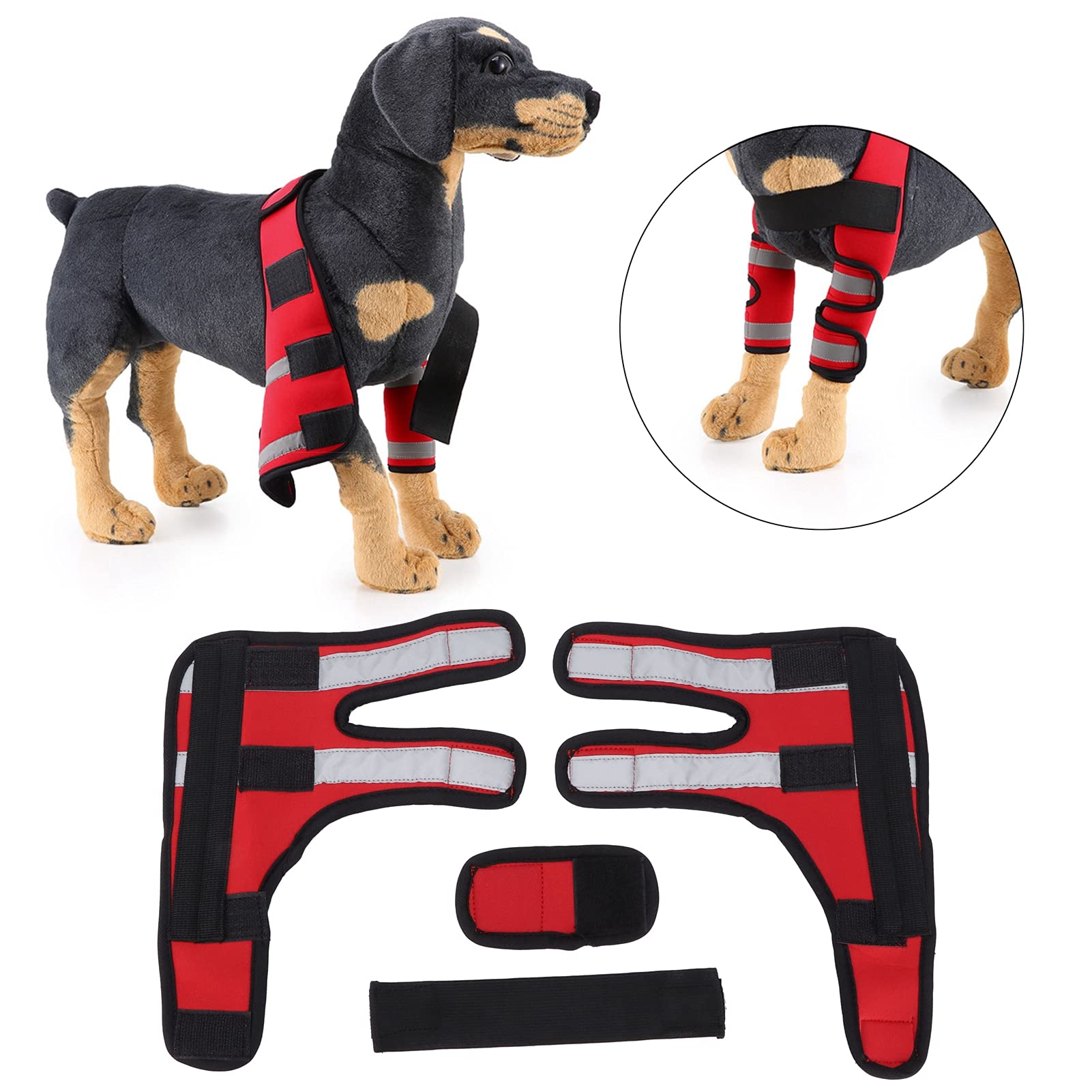 GLOGLOW 1 Pair Dog Front Leg Braces, Reflective Dog Shoulder Brace Front Leg Brace Canine Elbow Protector for Ligament Injuries Sprains(Red M)