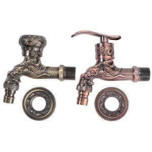 Hemoton Bathtub Faucet 2pcs 1/2 Vintage Antique Water Control Sink Faucet Retro Wall Mounted Washing Machine Faucet for Kitchen Sink Mop Pool Bathtub Faucets Utility Sink Faucet