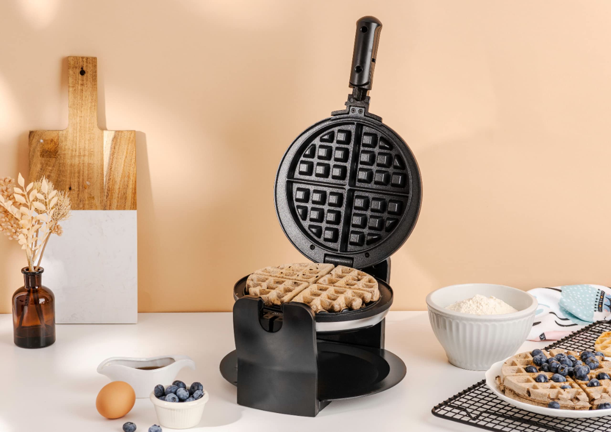 Bella - Non-Stick Rotating Belgian Waffle Maker - Stainless Steel - BPA & PFOA Free