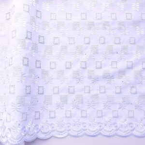 cotton swiss voile lace fabric 5 yards white african dry lace fabric nigerian lace fabric dubai embroidery lace fabric with stones（white bb52)