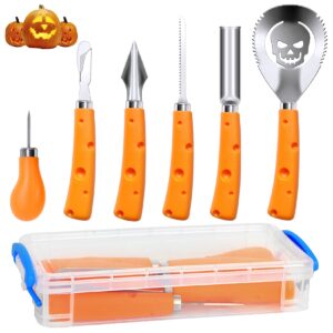 pumpkin carving kit, halloween pumpkin carving tools, 6pcs carving tools carving knife for halloween decoration, professional stainless steel pumpkin carving set, pumpkin carver for adults & kids