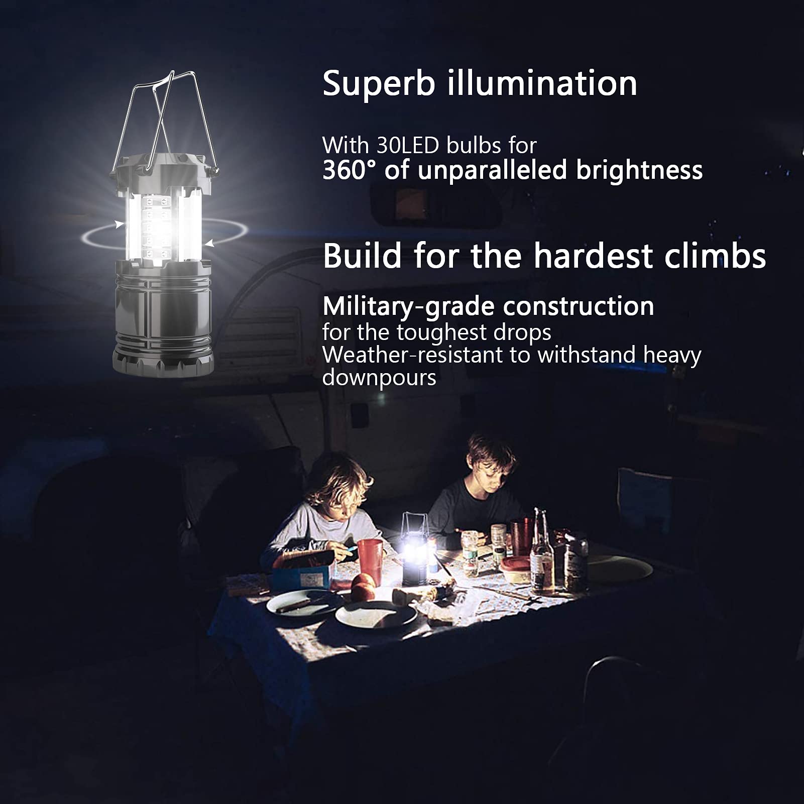 Camping Lantern, 4 Pack Brightness Adjustable LED Camping Lights, Collapsible IPX4 Waterproof Survival Lanterns for Power Outages, Home Emergency, Camping, Hiking, Hurricane