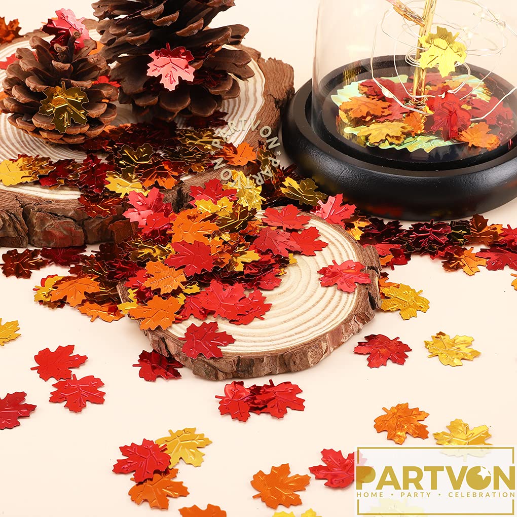 Fall Decor Party Table Scatter Confetti - Thanksgiving Day Maple Leaves Foil Metallic Sequins Confetti Autumn Fall Wedding Baby Shower Party Sprinkles Confetti Decorations