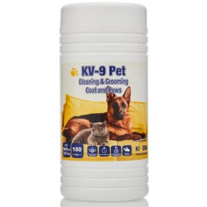 kivema daily pet grooming wipes for dog, cat and puppies. cleaning face butt eyes ears paws and body. ((100 wipes jar))