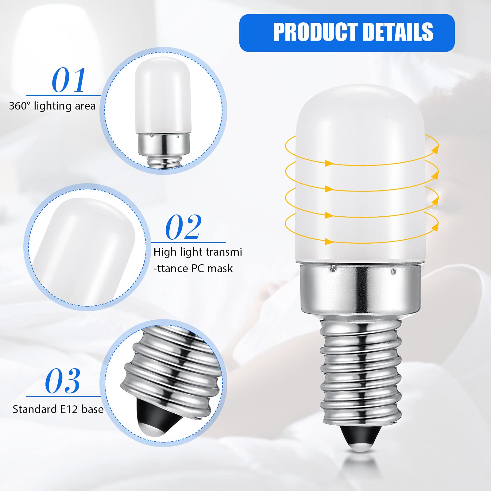 Honoson 8 Pieces C7 S6 Night Light Bulbs 15 W Light Bulbs Equivalent(1.5W), LED Bulb Candelabra E12 Base, Soft/Warm White 3000K LED, Small LED Light for Bedroom Salt Lighthouse Lamp