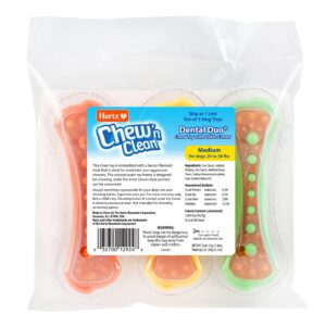 Hartz Chew 'n Clean Dental Duo Dog Treat & Chew Toy, Color Varies, Medium, 3 Pack