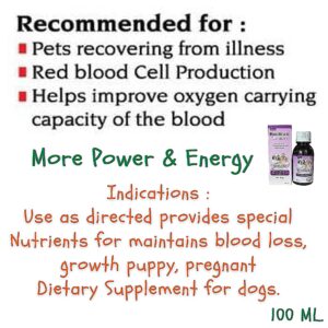 PROFERRIC 100 CC. Tonic Liquid Best Pet Booster Blood Support for Dogs Puppies Iron & Multi Vitamins Supplement Fast Increasing Animal Immunity Energy & Power, Folic B6 B12 Promotes Red Blood Cell